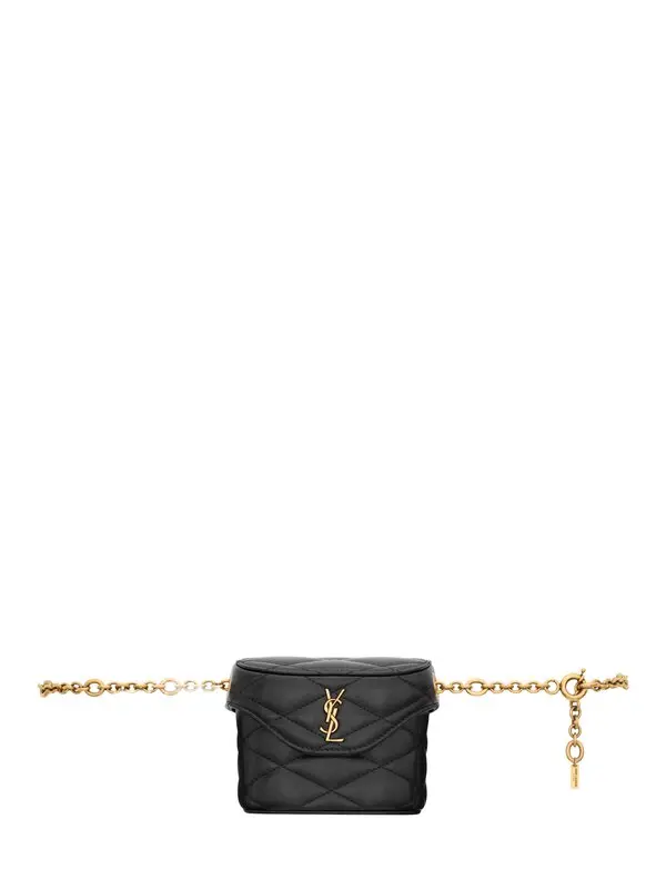 Saint Laurent June Chain Belt Bag In Lambskin - Black