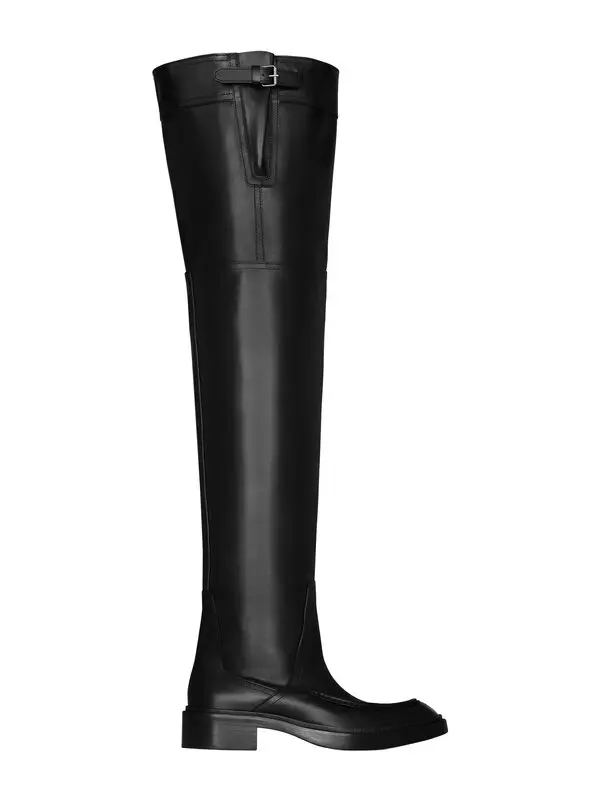 Saint Laurent Joe" Over-the-knee Boots In Smooth Leather - Black