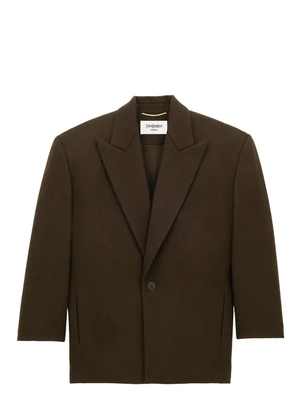 Saint Laurent Short Wool Coat - Kaki