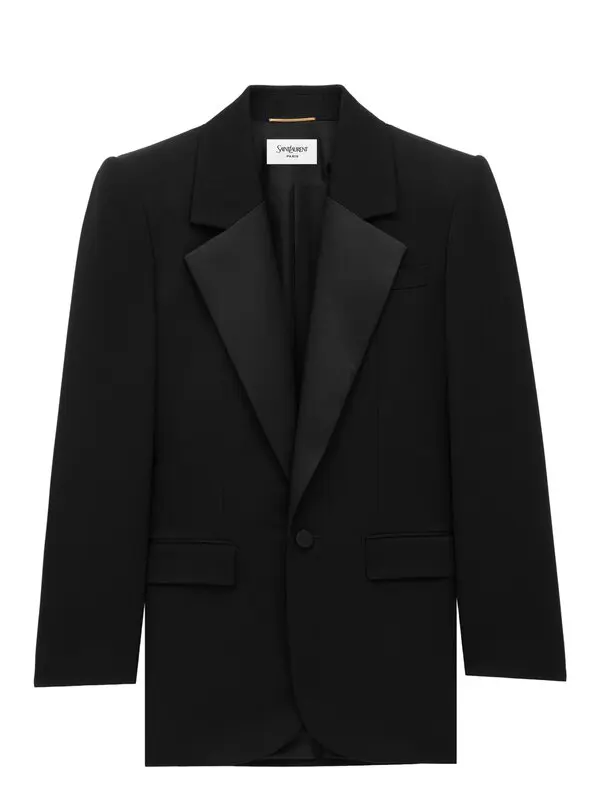 Saint Laurent Single-breasted Tuxedo Jacket With Satin Notched Lapel - Noir