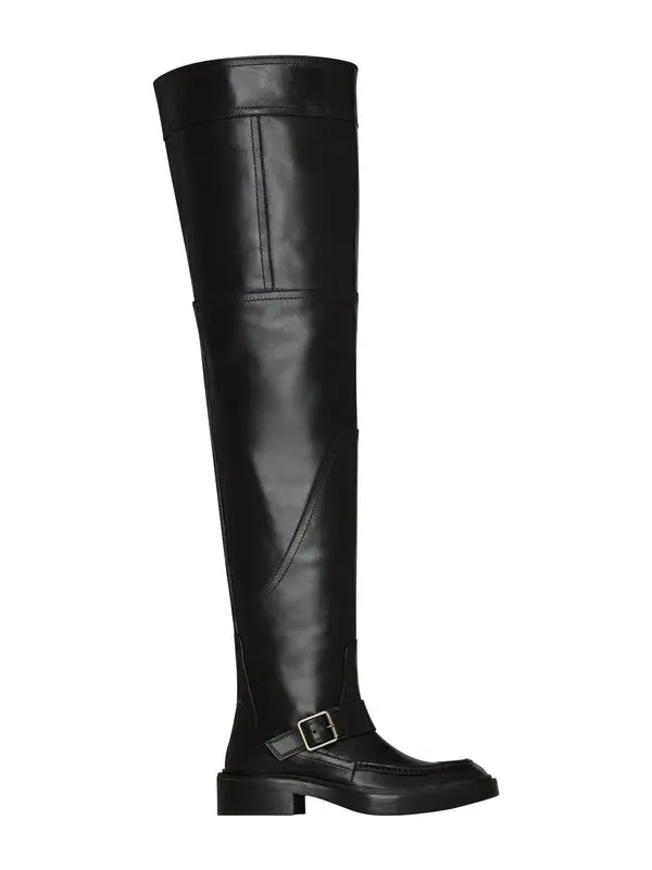 Saint Laurent Joe Over-the-knee Boots In Smooth Leather - Black