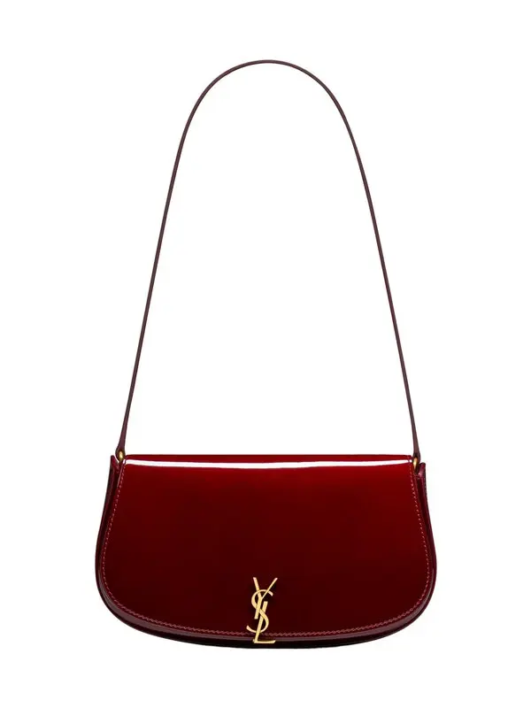 Saint Laurent Mini Voltaire Shoulder Bag In Patent Leather - Gloss Burgundy