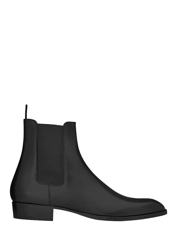 Saint Laurent Wyatt Chelsea Boots In Smooth Leather - Black