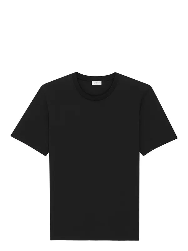 Saint Laurent Oversized Crewneck T-shirt With Halfmoon Embroidery - Noir
