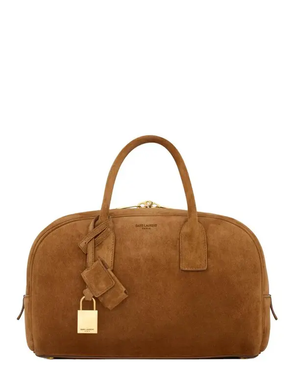 Saint Laurent Sac De Jour Boston In Suede - Caramel Cognac