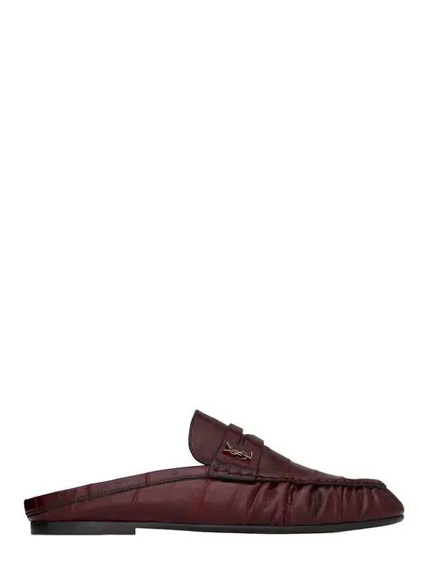 Saint Laurent Le Loafer Mules In Eel - Deep Bordeaux