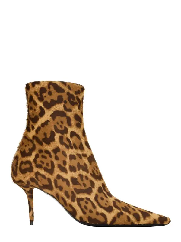 Saint Laurent Ashley Ankle Boots In Pony Hair Leather - Leopard