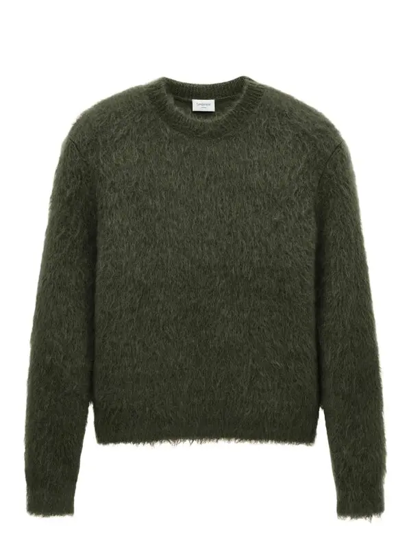 Saint Laurent Brushed Knit Crewneck Sweater - Kaki