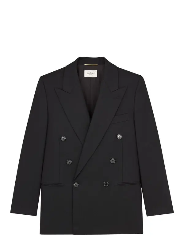 Saint Laurent Double-breasted Wool Jacket - Noir