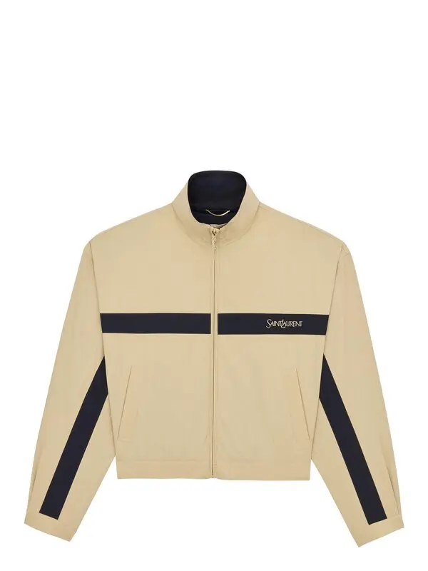 Saint Laurent Cotton Jacket With Cassandre Zip Pull - Mastic