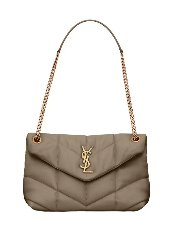 Saint Laurent Small Puffer Bag In Lambskin - Light Taupe