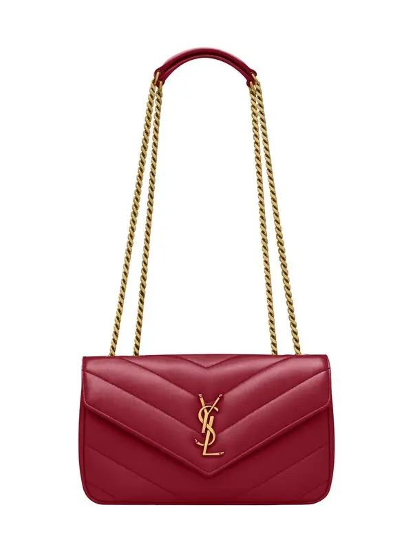 Saint Laurent Loulou Small In Matelassé Lambskin - Deeply Red