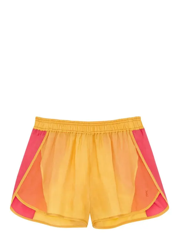Saint Laurent Cupro Color-block Shorts - Tournesol