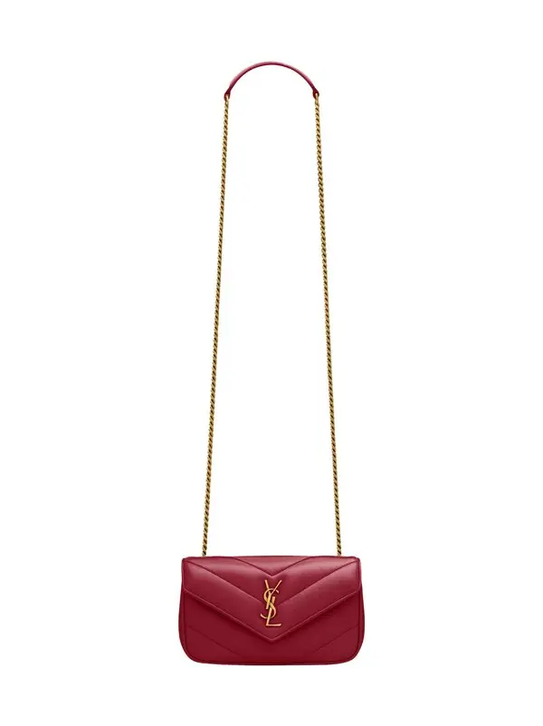 Saint Laurent Loulou Mini Bag In Lambskin - Deeply Red