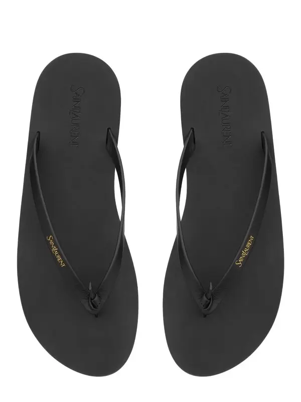 Saint Laurent Leather Flip-flops - Black