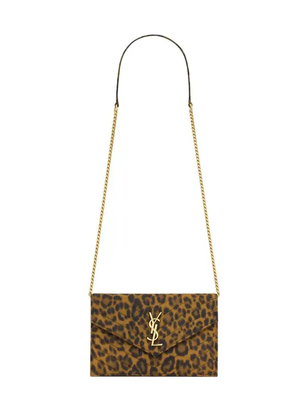 Saint Laurent Cassandre Envelope Chain Wallet - Leopard