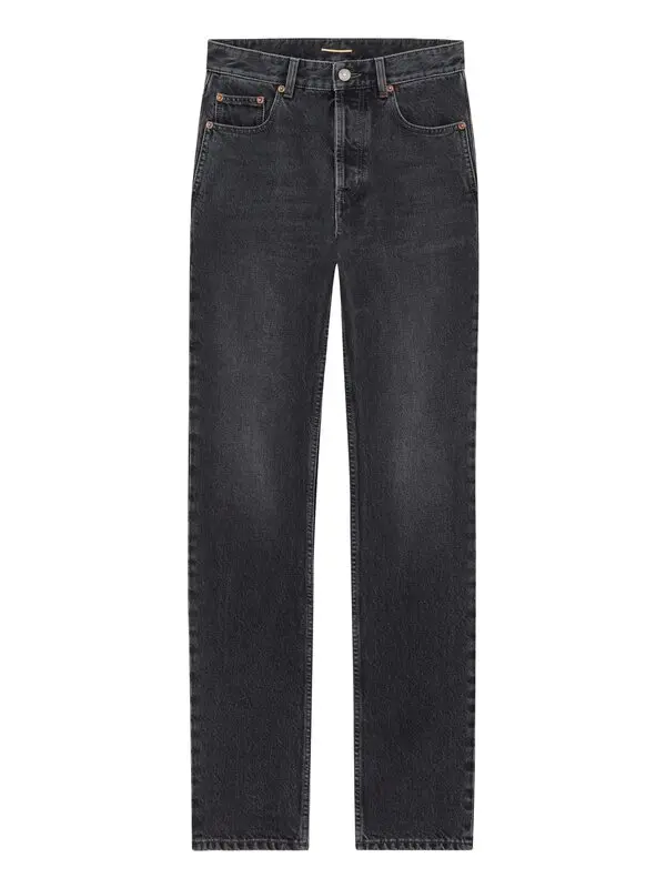 Saint Laurent Straight High Rise Jeans - Ash Black