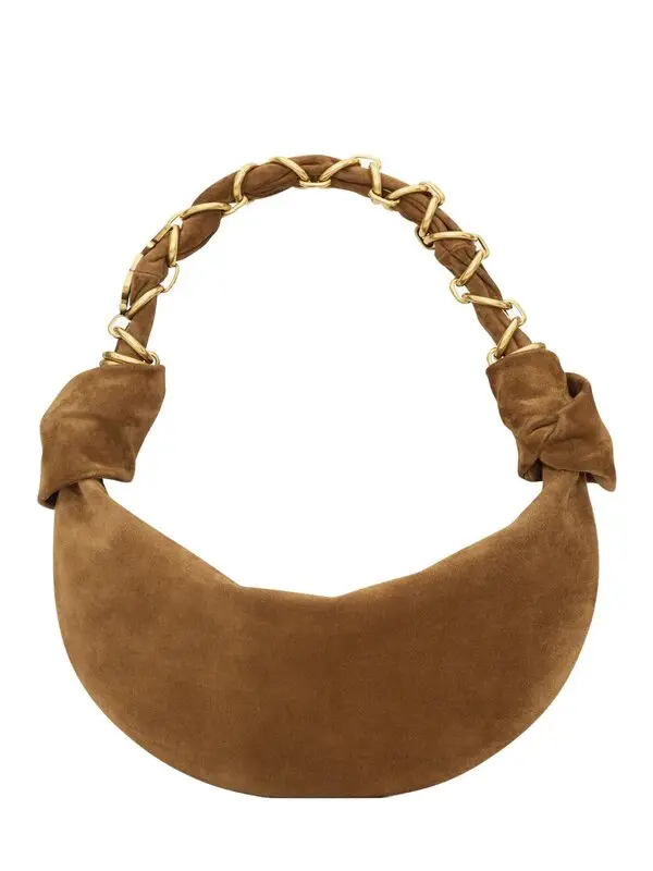 Saint Laurent Amalia Mini Hobo Bag In Suede - Caramel Cognac
