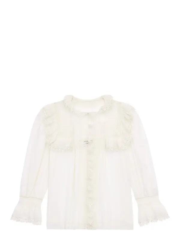 Saint Laurent Embroidered Lace Blouse - Craie