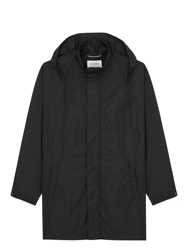 Saint Laurent Cassandre Parka In Silk Taffeta - Noir