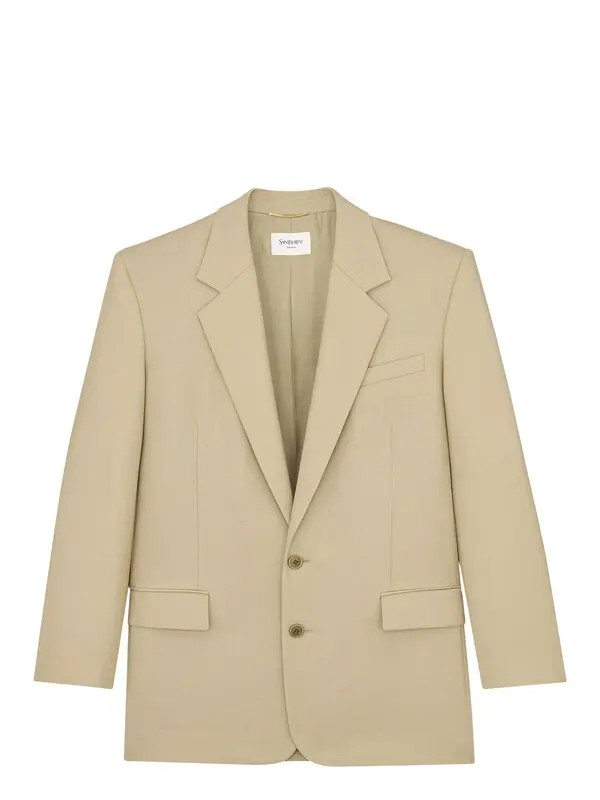 Saint Laurent Single-breasted Wool And Silk Jacket - Beige