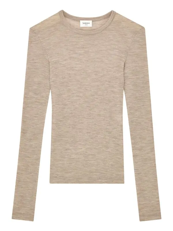 Saint Laurent Wool Top - Beige Clair Chine
