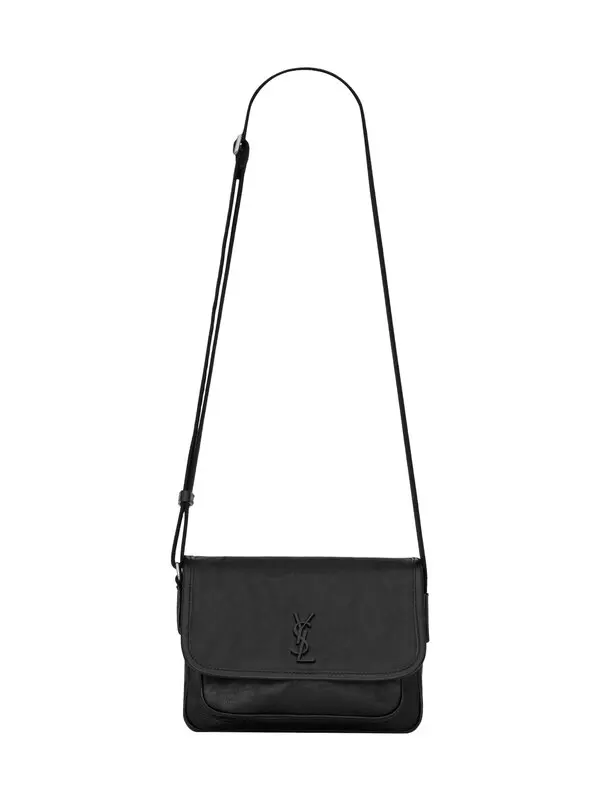 Saint Laurent Niki Small Messenger In Grained Leather - Black