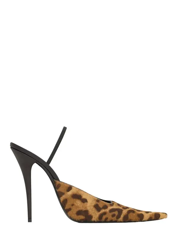 Saint Laurent Tuileries Slingback Pumps In Pony Hair Leather - Leopard