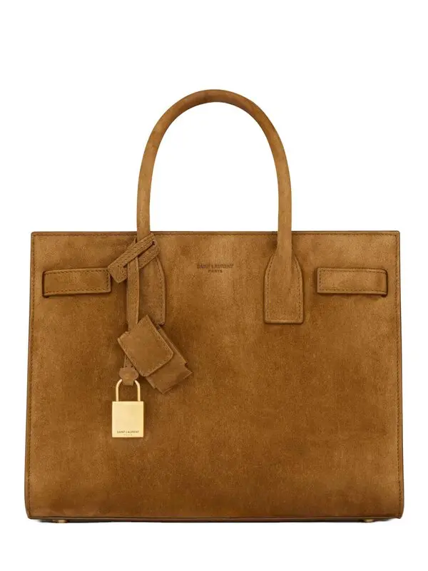 Saint Laurent Sac De Jour In Suede - Caramel Cognac