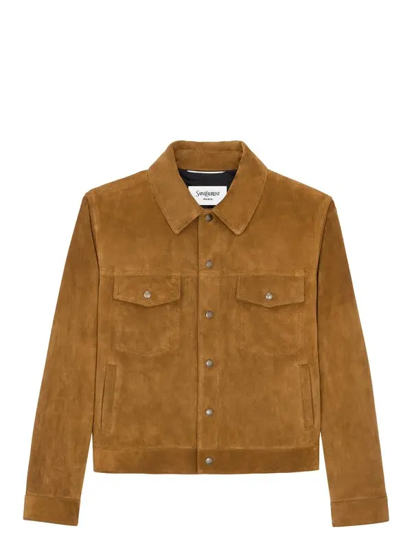 Saint Laurent Short Jacket In Vintage Split Leather - Noix