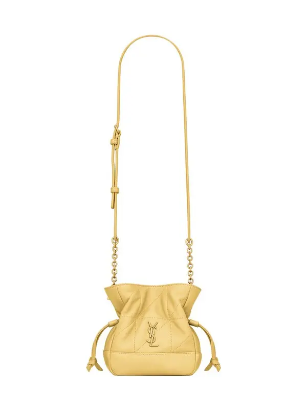 Saint Laurent Jamie Mini Shoulder Pouch In Lambskin - Soft Lemon
