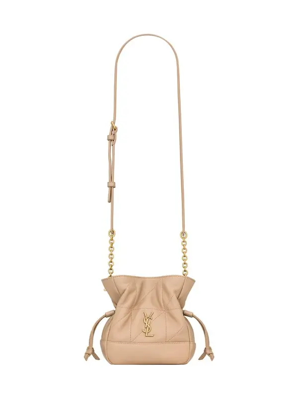 Saint Laurent Jamie Mini Shoulder Pouch In Lambskin - Clear Beige