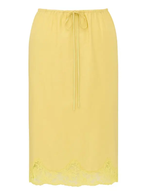 Saint Laurent Laced Half-slip Skirt In Cotton And Silk - Jaune