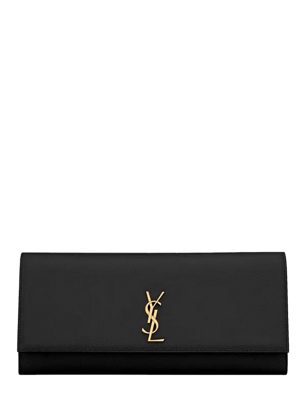 Saint Laurent Kate Clutch In Grain De Poudre Leather - Black