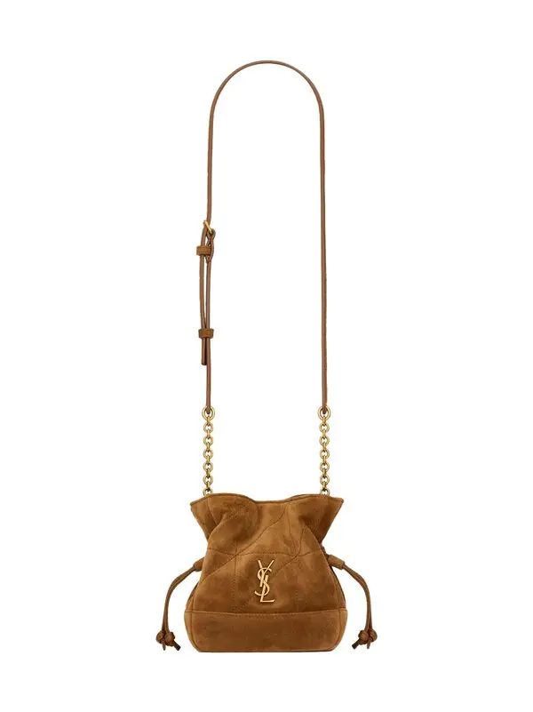 Saint Laurent Jamie Mini Shoulder Pouch In Suede - Caramel Cognac