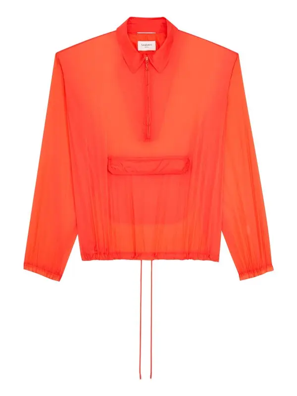 Saint Laurent Windbreaker In Nylon - Rouge Orange