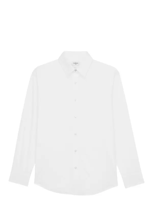 Saint Laurent Cassandre Shirt In Stretch Cotton Poplin - Blanc