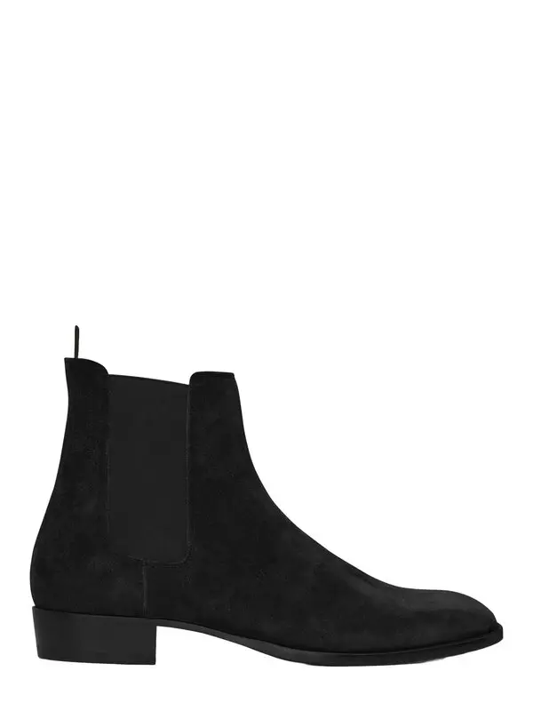 Saint Laurent Wyatt Chelsea Boots In Suede - Black