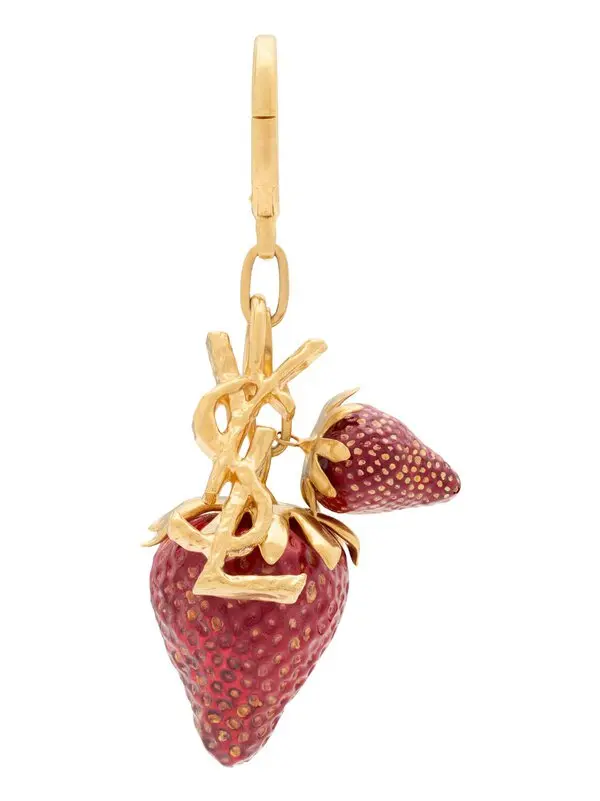 Saint Laurent Cassandre Strawberry Bag Charm - Red And Patinated Gold