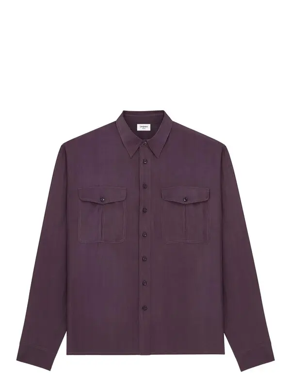 Saint Laurent Shirt In Viscose And Silk - Prune