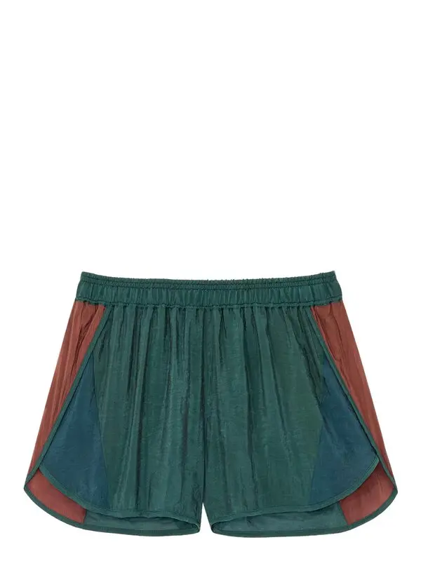 Saint Laurent Color-block Taffeta Shorts - Emeraude