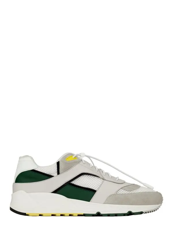 Saint Laurent Smooth Leather And Suede Bump Sneakers - White, Grey & Dark Basil