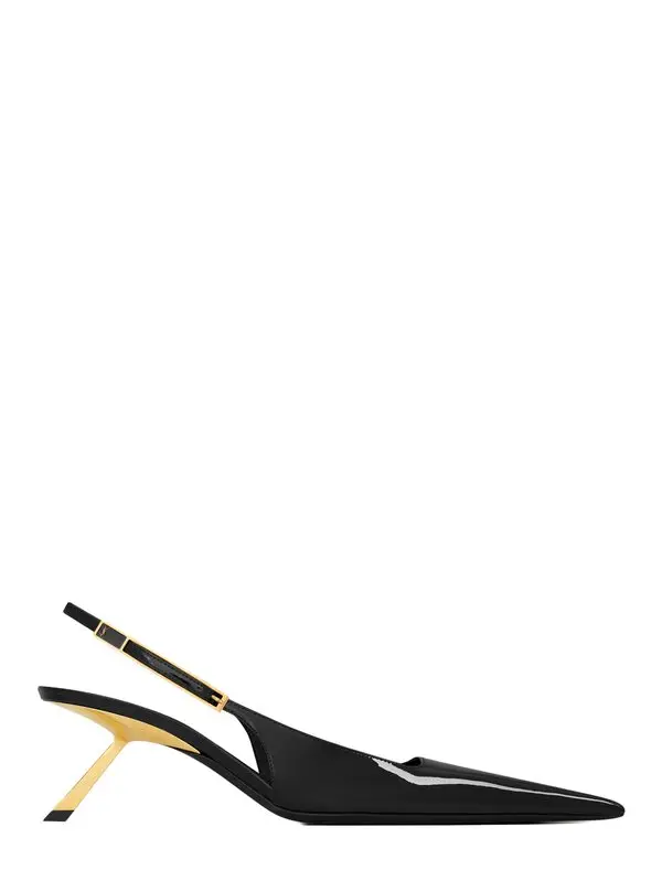 Saint Laurent Lee Slingback Pumps In Patent Leather - Black