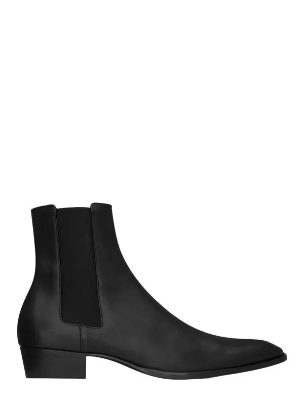 Saint Laurent Stanton Chelsea Boots In Grained Leather - Black