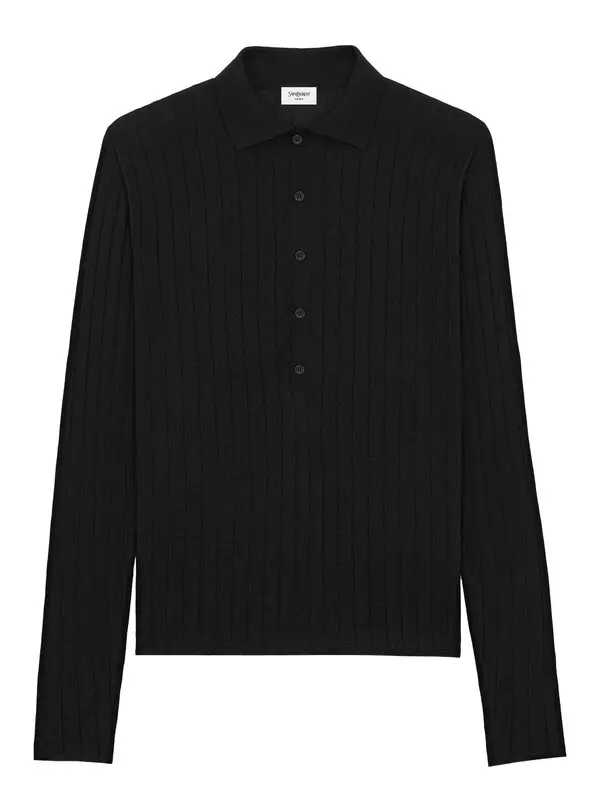 Saint Laurent Polo In Wool - Noir