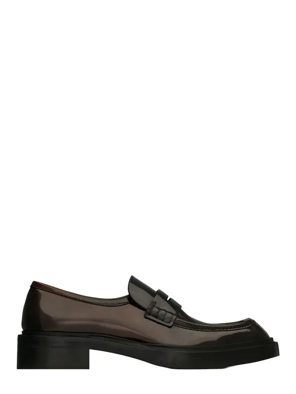 Saint Laurent Harvey Glazed Leather Loafers - Helios Bordeaux