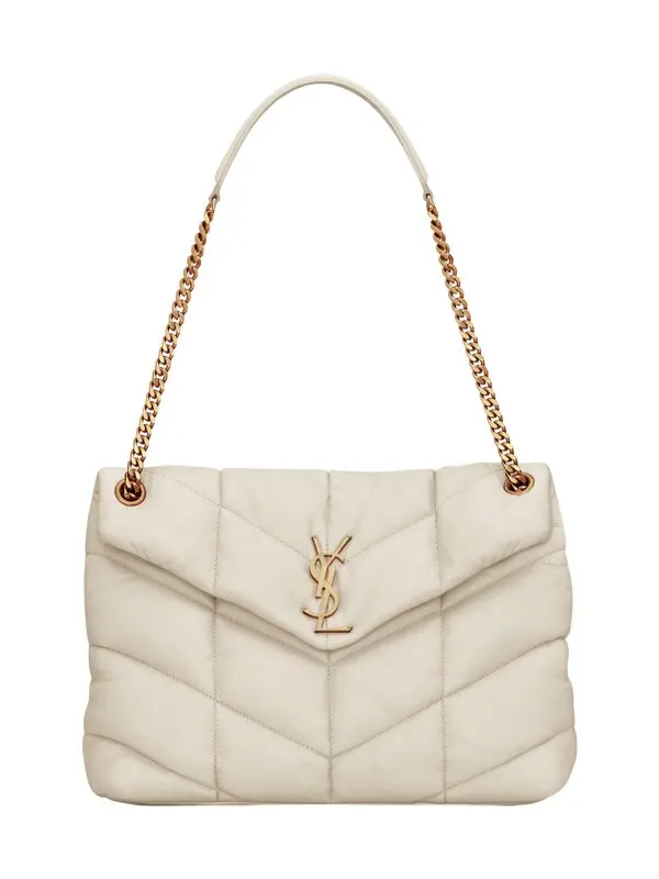 Saint Laurent Puffer Medium In Lambskin - White