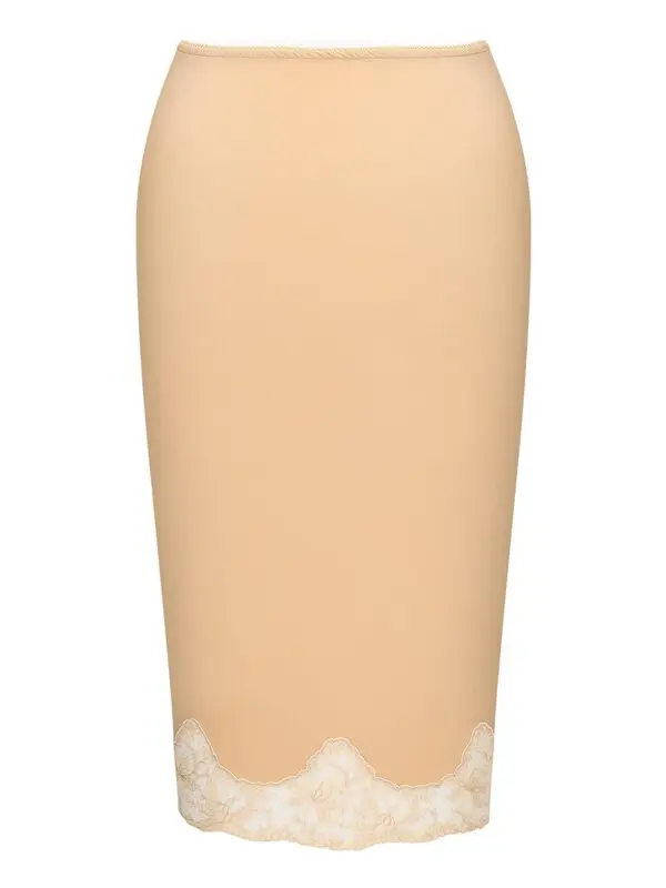 Saint Laurent Silk Satin Crepe De Chine Half-slip Skirt - Beige