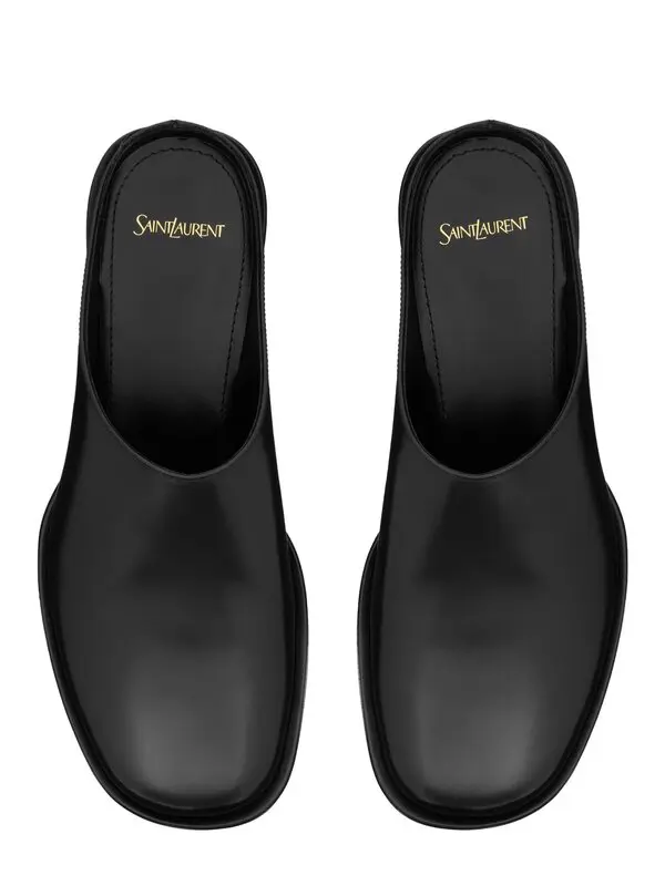 Saint Laurent Angus Mules In Smooth Leather - Black