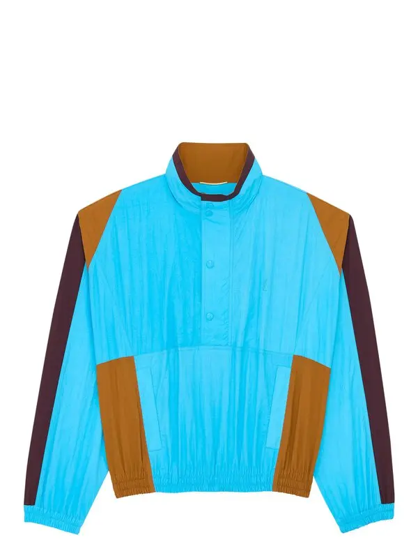 Saint Laurent Cassandre Windbreaker In Nylon Faille - Turquoise